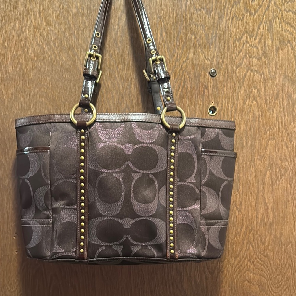 Coach Chocolate Cherry Satchel With Signature Design … - Gem